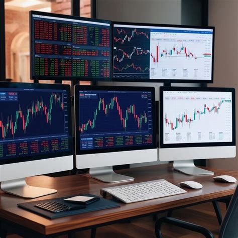 MultiScreen Stock Market Trading Art Station | Premium AI-generated image