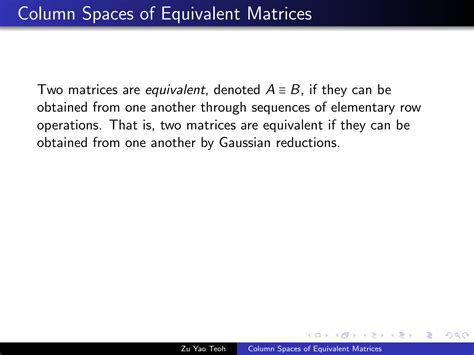 Solution Column Spaces Of Equivalent Matrices In Linear Algebra