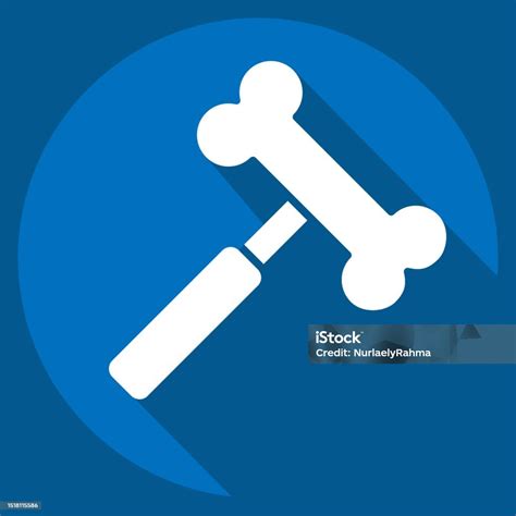 아이콘 해머 정형 외과 기호와 관련이 있습니다 긴 그림자 스타일 심플한 디자인 편집 가능 간단한 그림 가득 찬에 대한 스톡 벡터