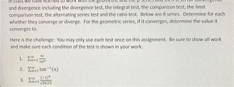 Solved And Divergence Including The Divergence Test The Chegg Com