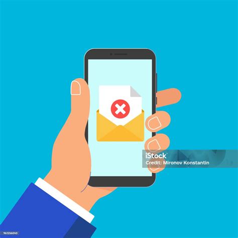 아무 텍스트 아이콘 기호 벡터 일러스트 레이 션 크로스 봉투 문서 종이 시트 페이지 확인 표시와 함께 손 잡고 전화 이메일 전송 확인 플랫 디자인 개념 파란색 배경에 고립의