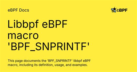 Libbpf EBPF Macro BPF SNPRINTF EBPF Docs