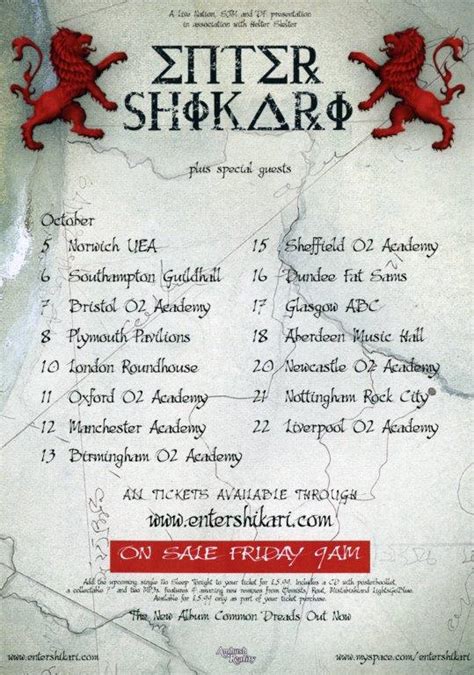 Enter Shikari Common Dreads 2009 Uk Tour Poster Print
