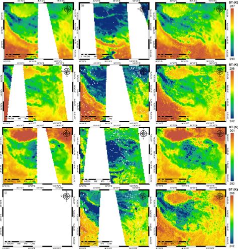 Spatial Patterns Of Amsr E Bt Left Column Mwri Bt Middle Column
