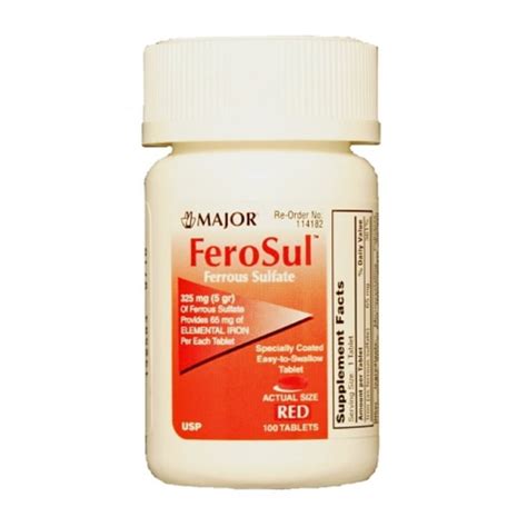 Major Ferosul Tablets 325 Mg Red 100 Count