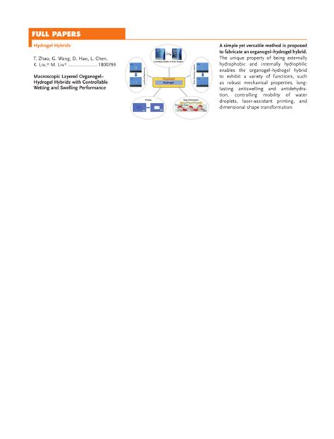 Macroscopic Layered Organogelhydrogel Hybrids With Controllable Wetting And Swelling