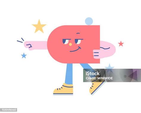 귀여운 모양의 캐릭터 한쪽은 구부러지고 다른 쪽은 곧게 뻗은 인물이 주먹을 앞으로 들고 장난기 넘치는 표정을 짓고 있다 귀여운에 대한 스톡 벡터 아트 및 기타 이미지