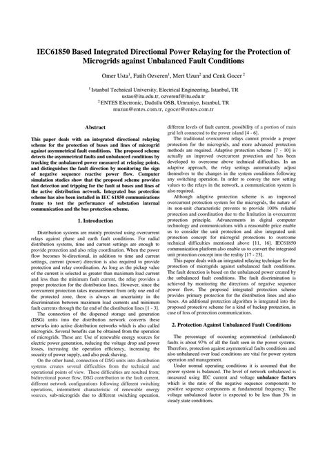 Solution Iec61850 Based Integrated Directional Power Relaying For The Protection Of Microgrids