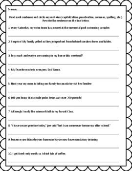 Editing Worksheets By Lauren Lewis Teachers Pay Teachers