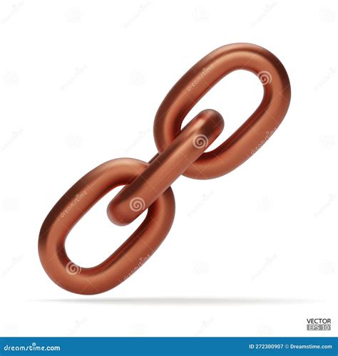 3d Realistic Copper Chain Or Link Icon Isolated On White Background