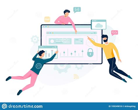 Programming Concept Idea Of Working On Computer Stock Vector