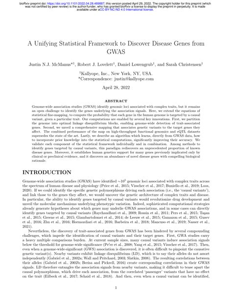 Pdf A Unifying Statistical Framework To Discover Disease Genes From Gwas