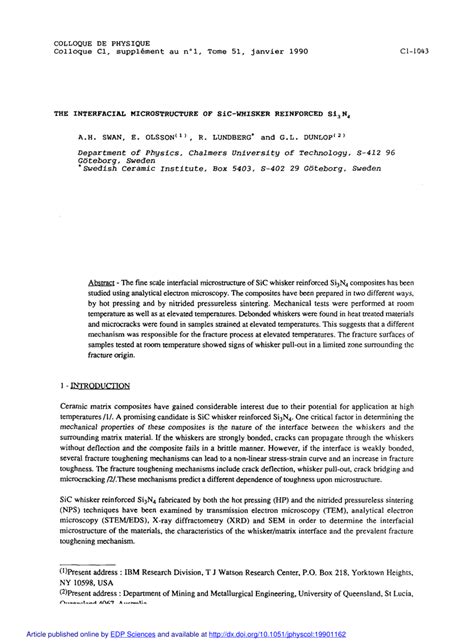 Pdf The Interfacial Microstructure Of Sic Whisker Reinforced Si3n4