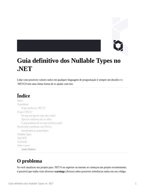Guia Definitivo Nullable Types Dotnet Pdf C Sharp Linguagem De Programação Ponteiro