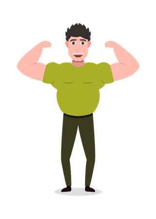 Strong Man Showing His Arms Muscle Illustration Free Download People