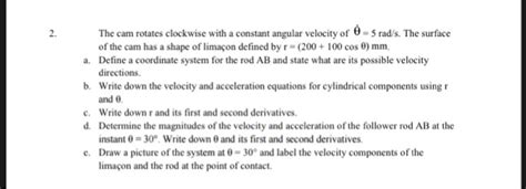 solved the cam rotates clockwise with a constant angular