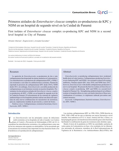 Pdf Primeros Aislados De Enterobacter Cloacae Complex Co Productores