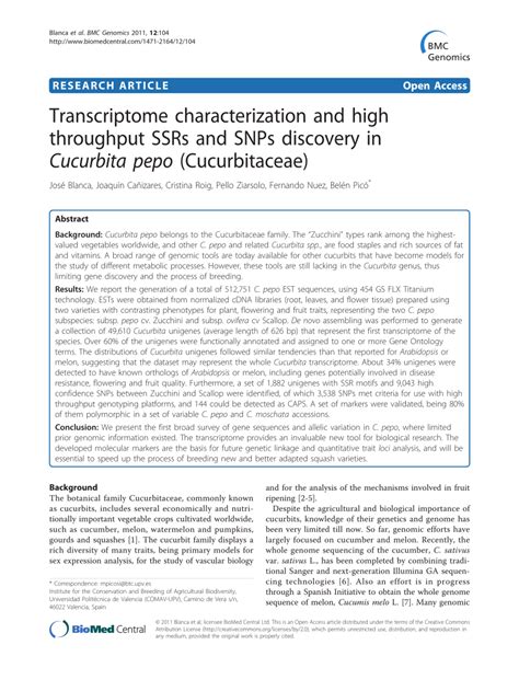 Pdf Transcriptome Characterization And High Throughput Ssrs And Snps