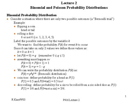Lecture 2 Binomial And Poisson Probability Distributions Binomial