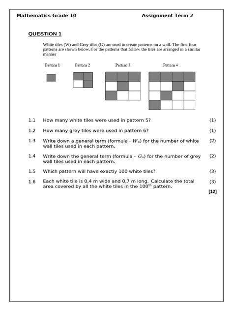 Grade 10 Assignment Maths Pdf Area Cartesian Coordinate System