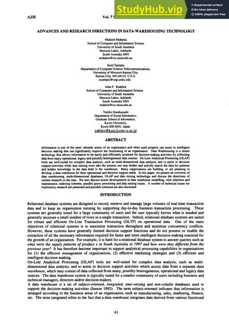 An Overview On Data Warehousing An Overview On Data Warehousing Pdf