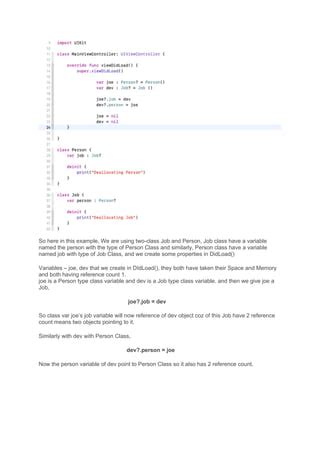 Automatic reference counting (arc) and memory management in swift | PDF