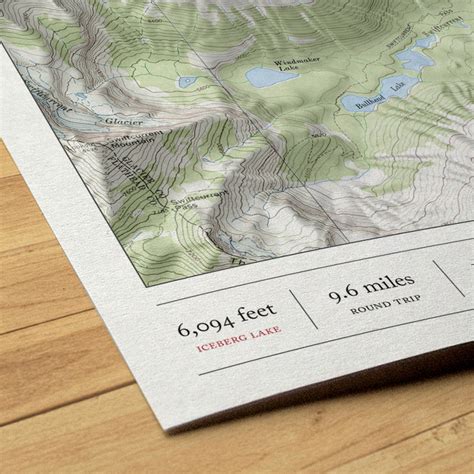 Iceberg Lake Trail Map Prints Paper Cairns