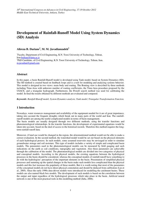 Pdf Development Of Rainfall Runoff Model Using System Dynamics Sd