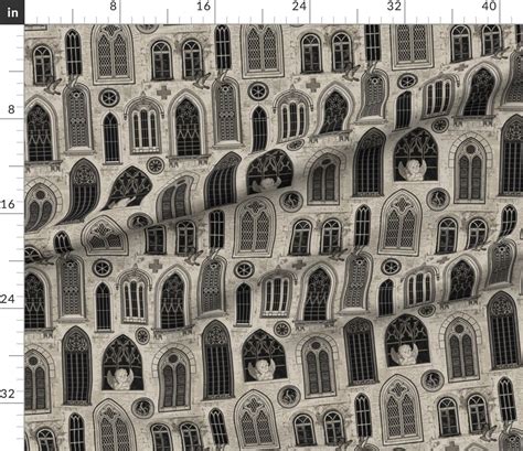 Medieval Gothic Church Angel Glass Custom Printed Fabric By Spoonflower