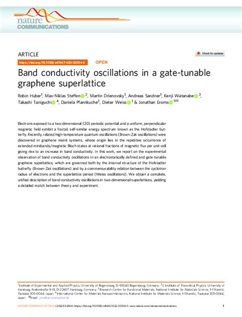 Pdf Band Conductivity Oscillations In A Gate Tunable Graphene Superlattice