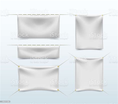 흰색 배경에 주름이있는 3d 흰색 섬유 배너 격리된 벡터 요소 공란에 대한 스톡 벡터 아트 및 기타 이미지 공란 그림자 디자인 Istock