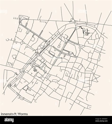 Street Roads Map Of The Innenstadt District Worms Stock Vector Image