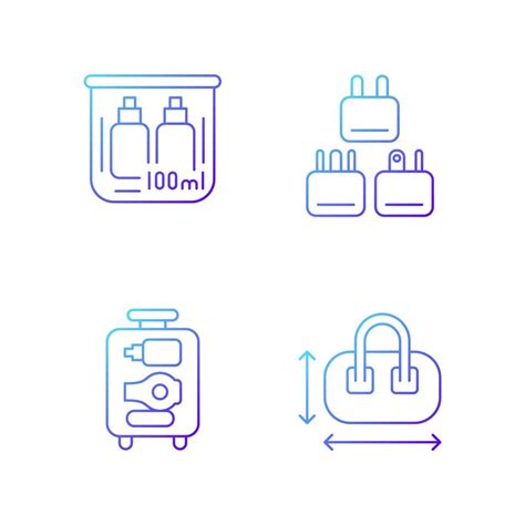 Portable Travel Essentials Gradient Linear Vector Icons Set 2965130