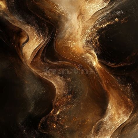 Golden Smoke Swirls Dark Abstract Design Flowing Patterns Stock Photos ...