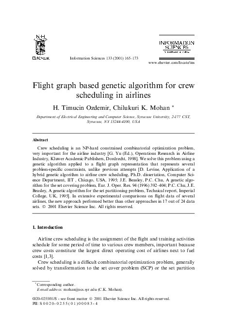 Pdf Flight Graph Based Genetic Algorithm For Crew Scheduling In Airlines