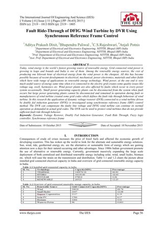Fault Ride Through Of DFIG Wind Turbine By DVR Using Synchronous Reference Frame Control PDF