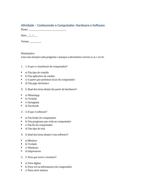 Atividade Hardware Software Aja Pdf