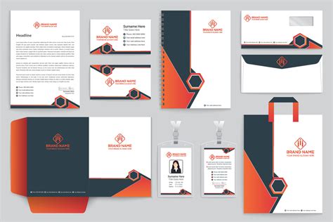 Orange And Black Shape Stationery Design 27134432 Vector Art At Vecteezy