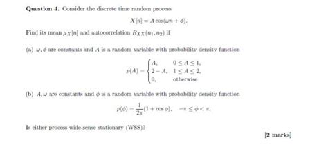 solved question 4 consider the discrete time random process