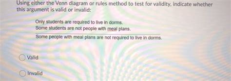 solved part iii testing for validity venn diagram or rules