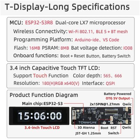 Inch Touch Display ESP S Development Board TFT LCD Wireless Module T Display S Long