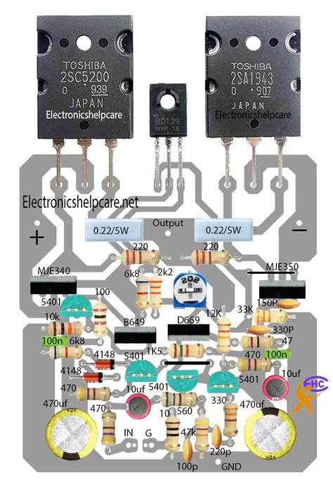 100 Watts Amplifier Circuit Diagram Using Transistors Electronics