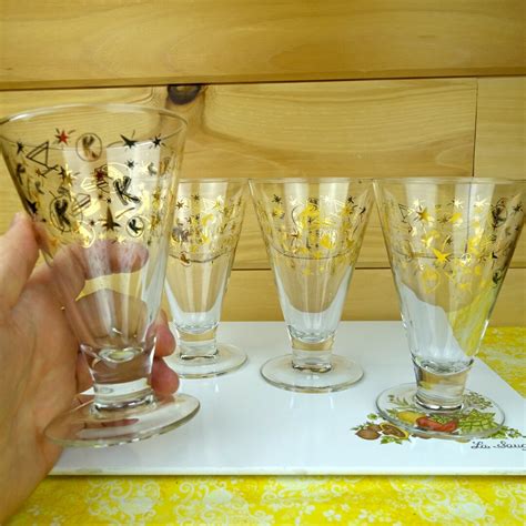 4 Kahlua 8 Ounce Glasses With Gold Stars And Rockets Mudslide Etsy