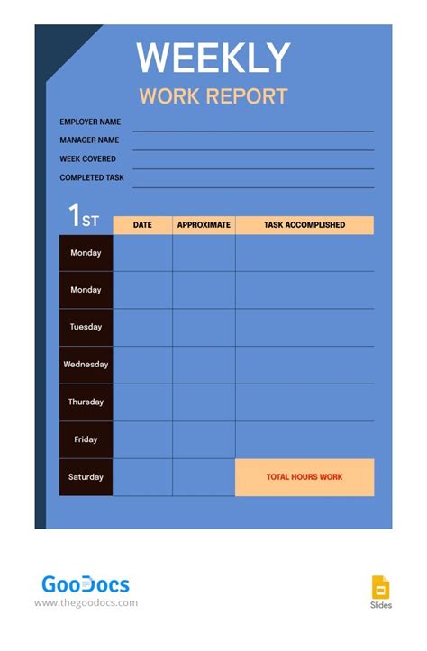 Weekly Report Template Excel