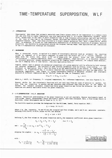 Pdf Time Temperature Superposition Wlf