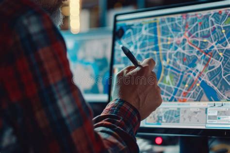 Closeup Of A Logistics Planner Using A Computer Screen To Optimize