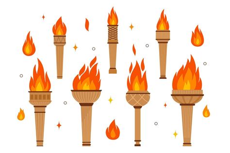 Set Of Burning Torches Fire Flame Options Vector Illustration On Isolated Background 38901727
