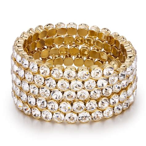 Womens Crystal Spiral Bangle Bracelet 14k Gold Plated