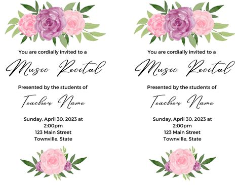 Editable Spring Music Recital Template With Certificate Program