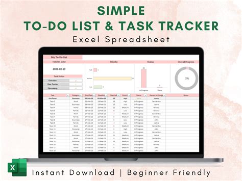 Excel To Do List Template Task Planner Spreadsheet Checklist Template Editable To Do List